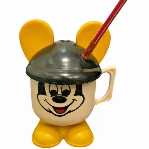 Disney | Dining | Vintage Mickey Mouse Plastic Cup With Ear Lid And ...